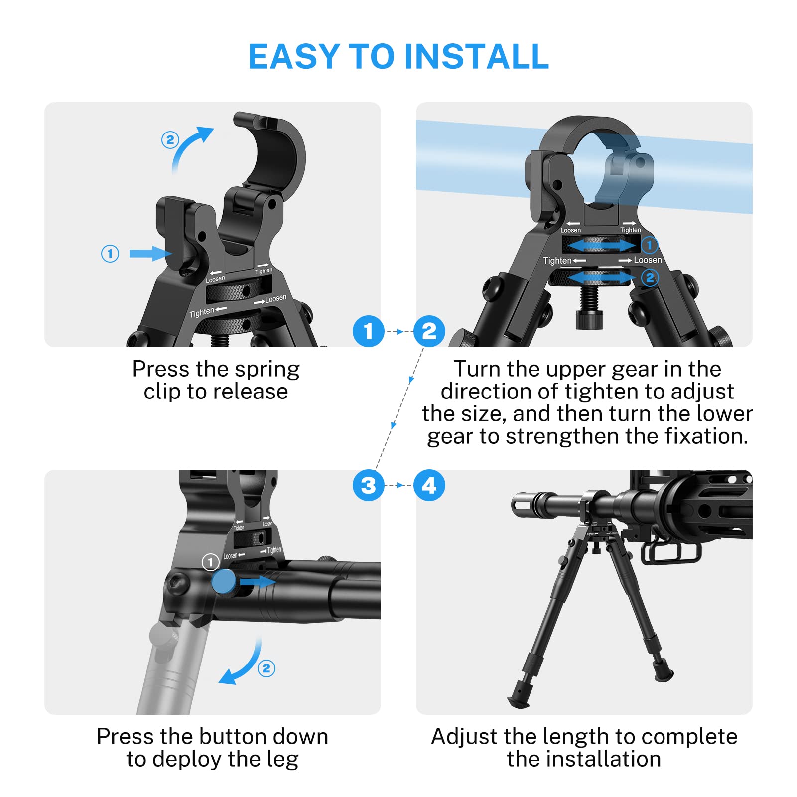 Snapklik.com : Clamp-on Bipod, Double Stable Design, Bipod For Rifle ...