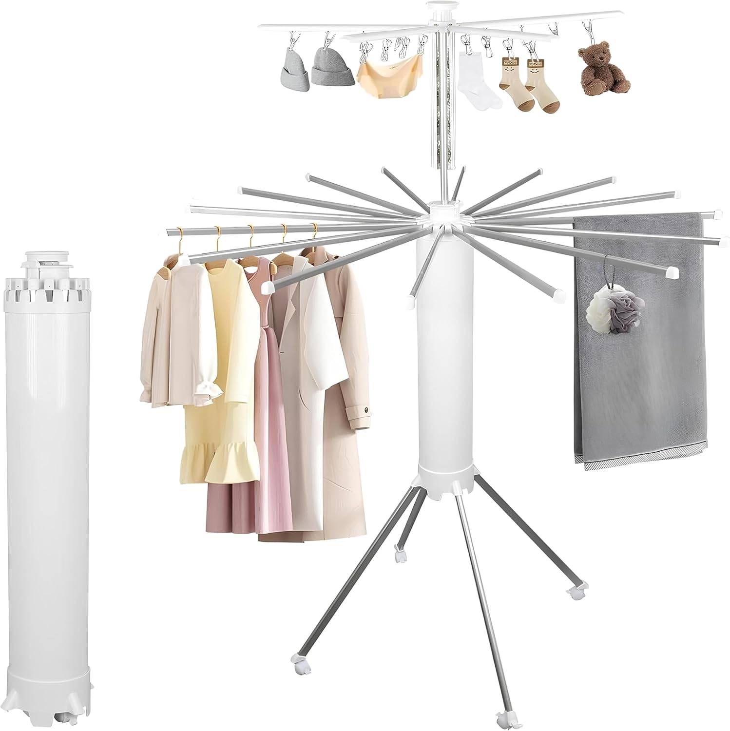 Space-Saving & Portable Clothes Drying Stand | Stylish 360° Rotating ...