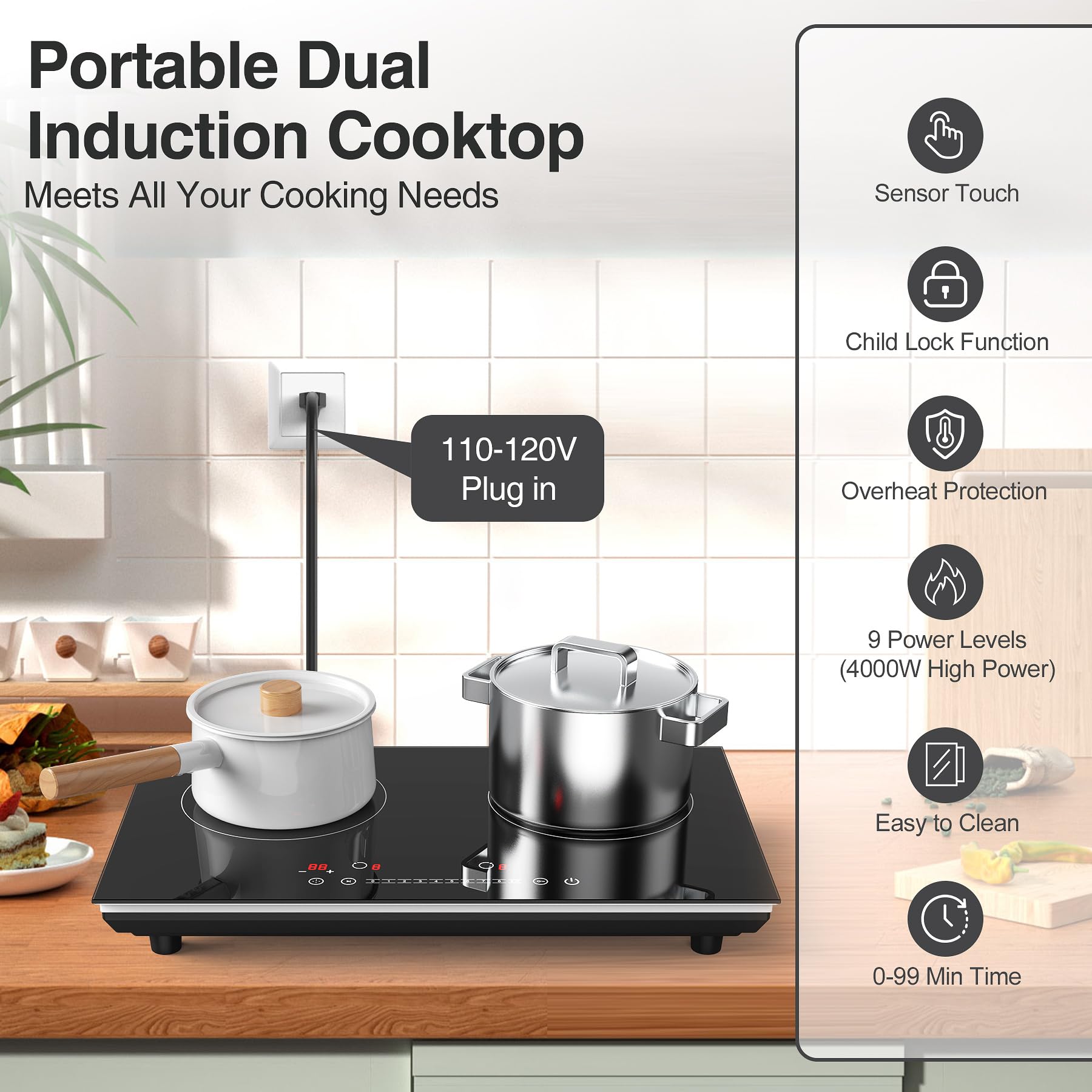 Snapklik.com : VBGK Double Induction Cooktop,4000W 2 Burner Induction ...