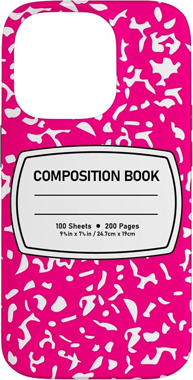 Amazon.com: Pink Composition Notebook Design Case for iPhone 14 Pro ...
