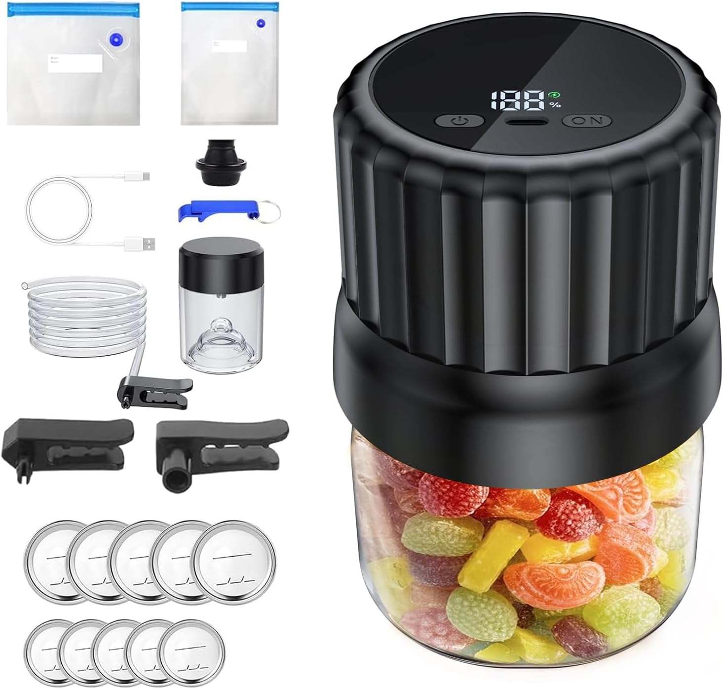Amazon.com: Electric Mason Jar Vacuum Sealer - 85kPa Strong Suction ...