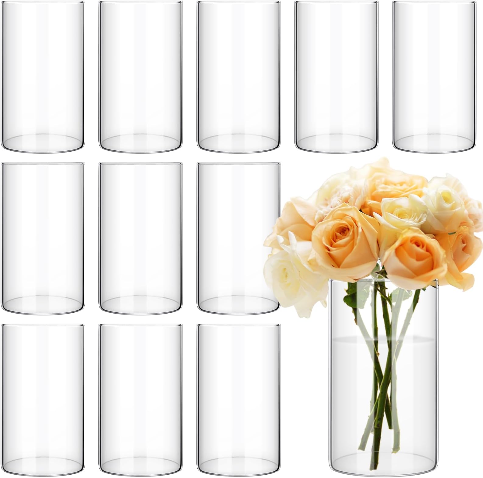 Amazon.com: Deffdns 12 inch Clear Glass Clear Cylinder Vases in Bulk,12 ...