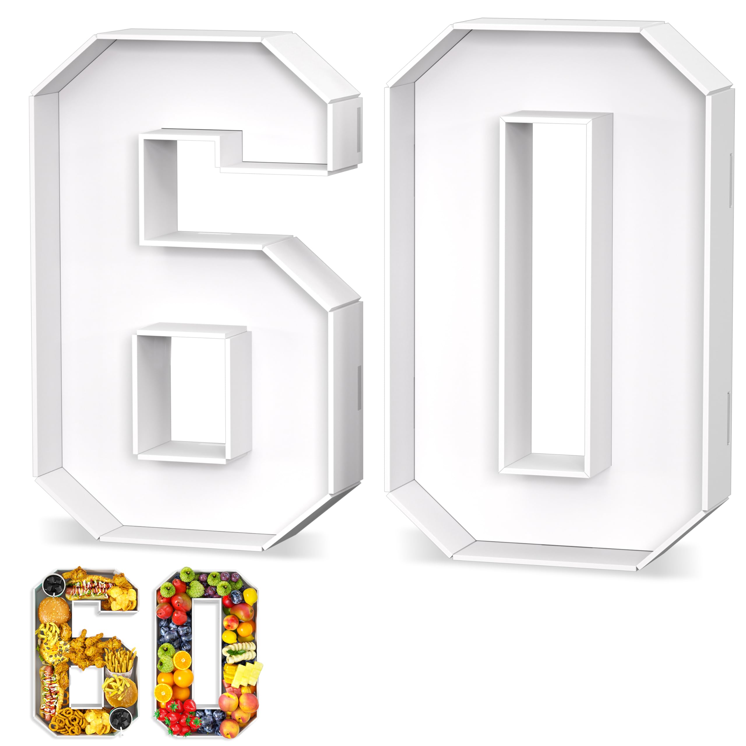 Amazon.com: Paready 13.78'' Fillable Cardboard Number 60, Tray ...