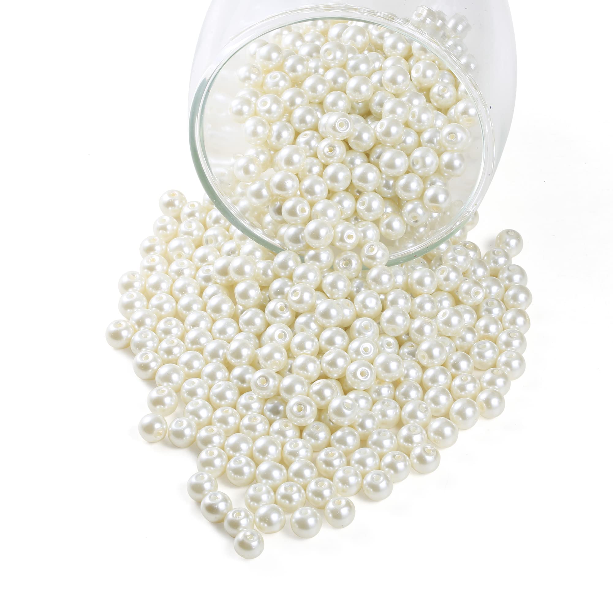 Amazon.com: YouLuo 200Pcs Glass Pearl Beads Round Pearl Beads Czech ...
