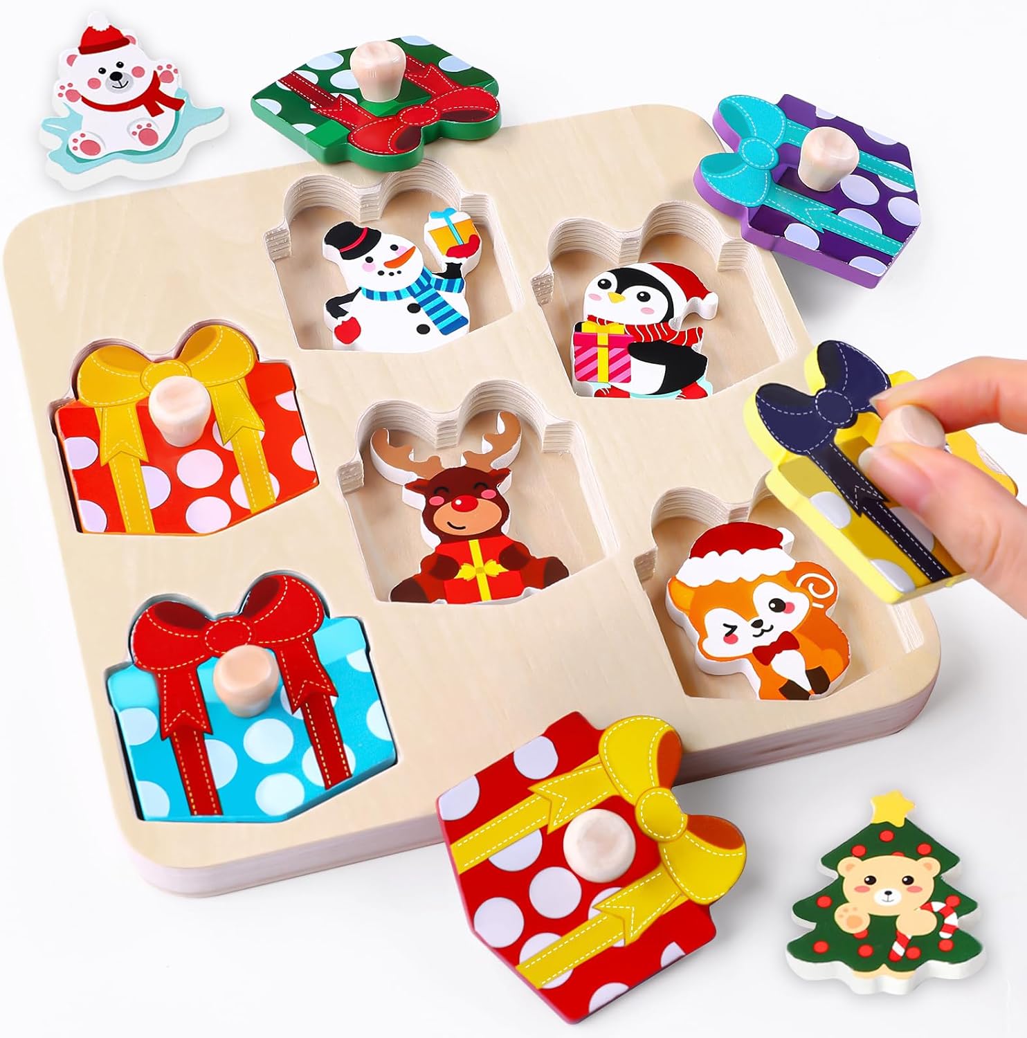 Amazon.com: DIYDEC Christmas Wooden Pegged Puzzles 6pcs Christmas ...