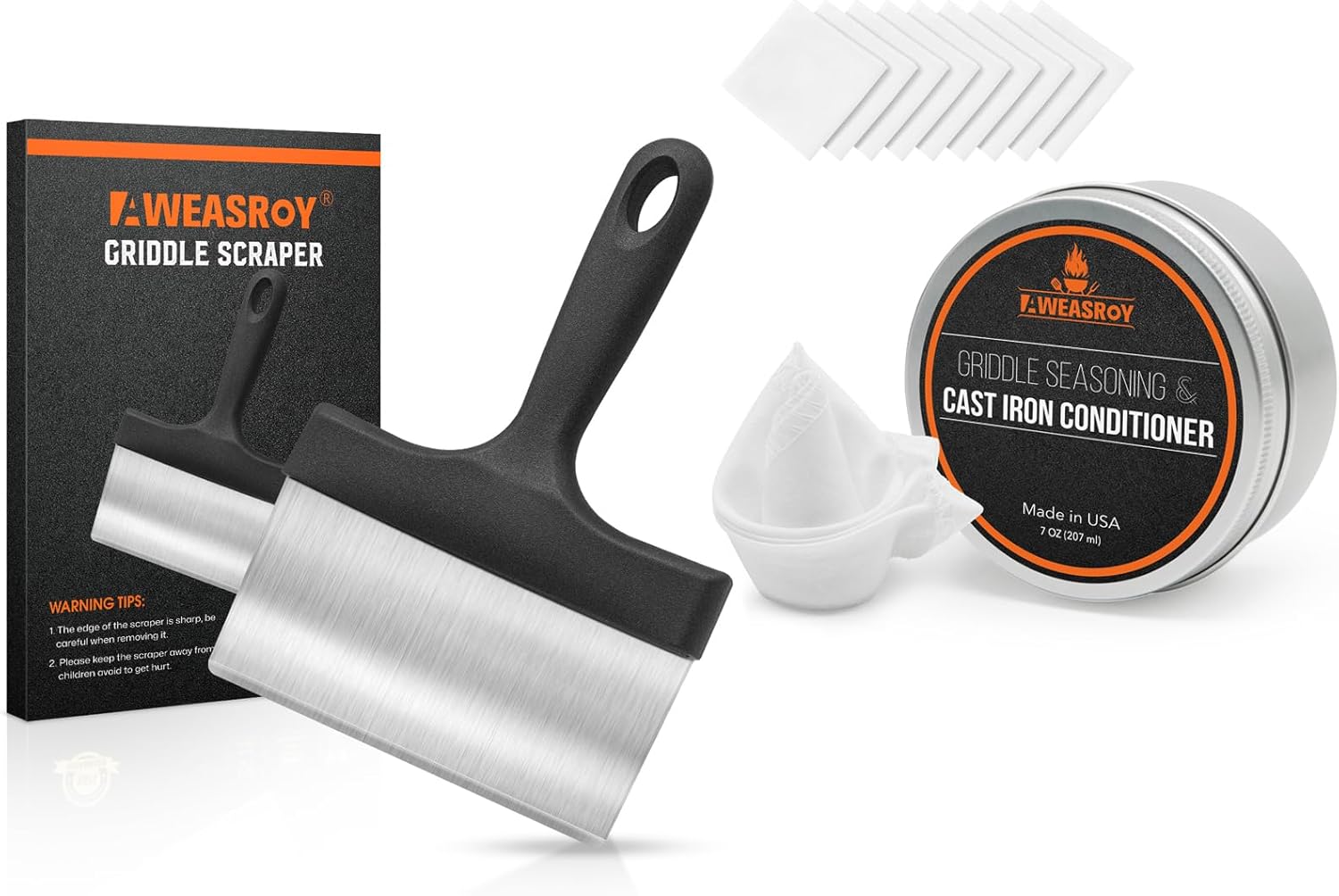 Amazon.com : Heavy Duty Grill Scraper Stainless Steel Griddle Scraper ...