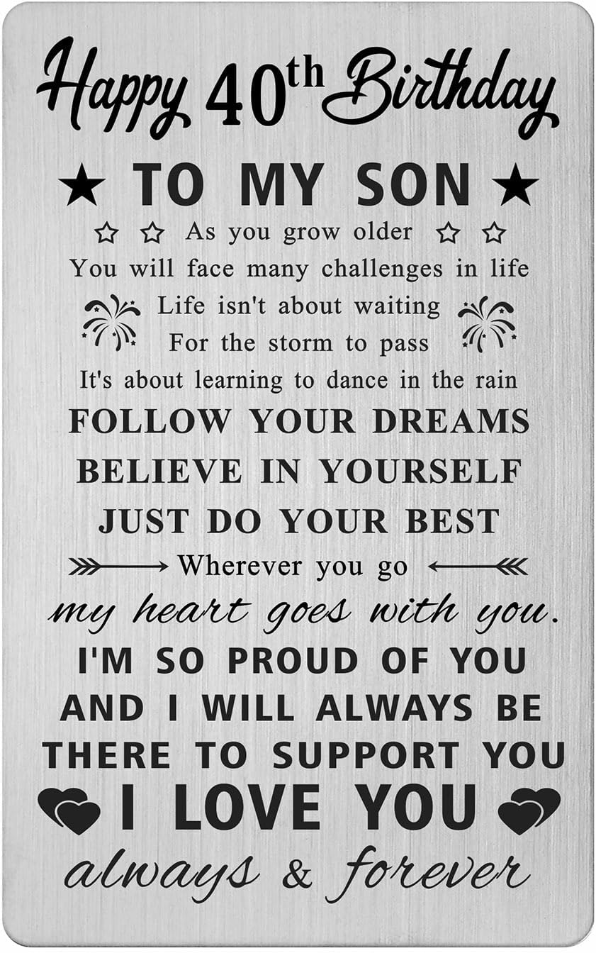 HYHYDHP Son 40th Birthday Card - Happy 40th Birthday Gifts for Son ...