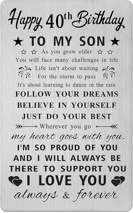 HYHYDHP Son 40th Birthday Card - Happy 40th Birthday Gifts for Son ...