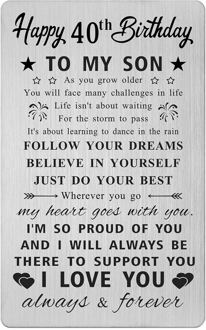 HYHYDHP Son 40th Birthday Card - Happy 40th Birthday Gifts for Son ...
