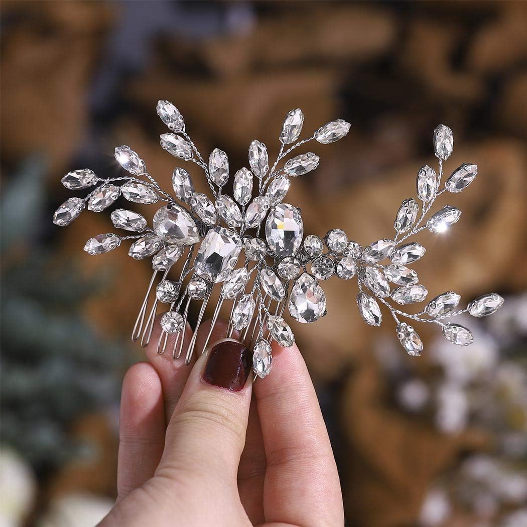 Amazon.com : JAKAWIN Bride Crystal Wedding Hair Piece Rhinestone Hair ...