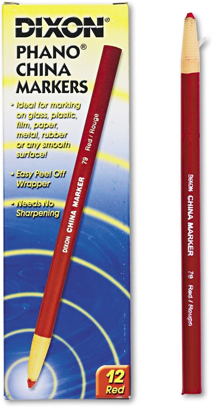 Amazon.com: Dixon 00079 China Markers, Red, 12-Pack, 7 x 2.2 x 0.8 ...