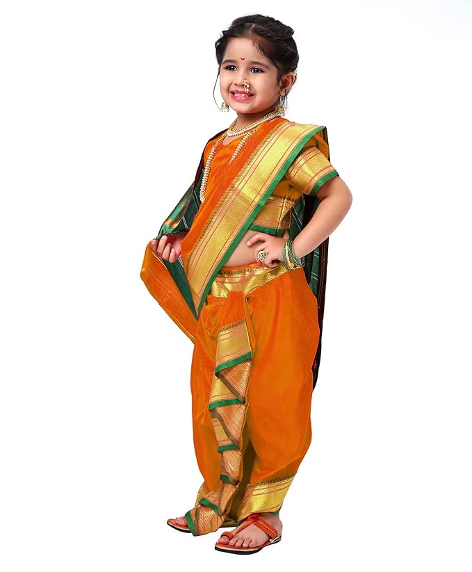 kritika Kids Cotton Silk Ready to Wear Navari Saree With Blouse Piece ...