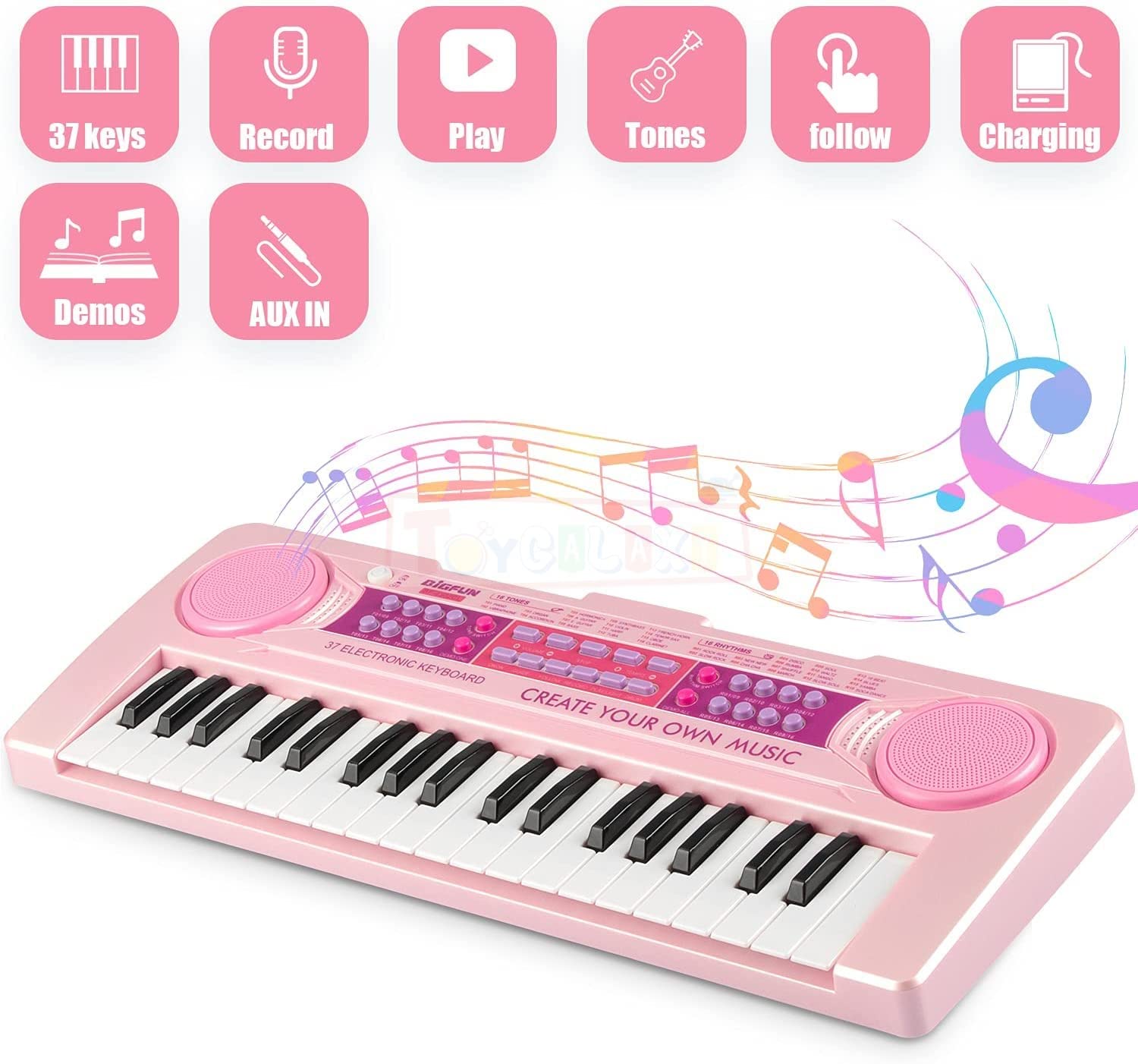 Buy TOYGALAXY Kids Piano Keyboard,37 Keys Multi-Function Electric Piano ...
