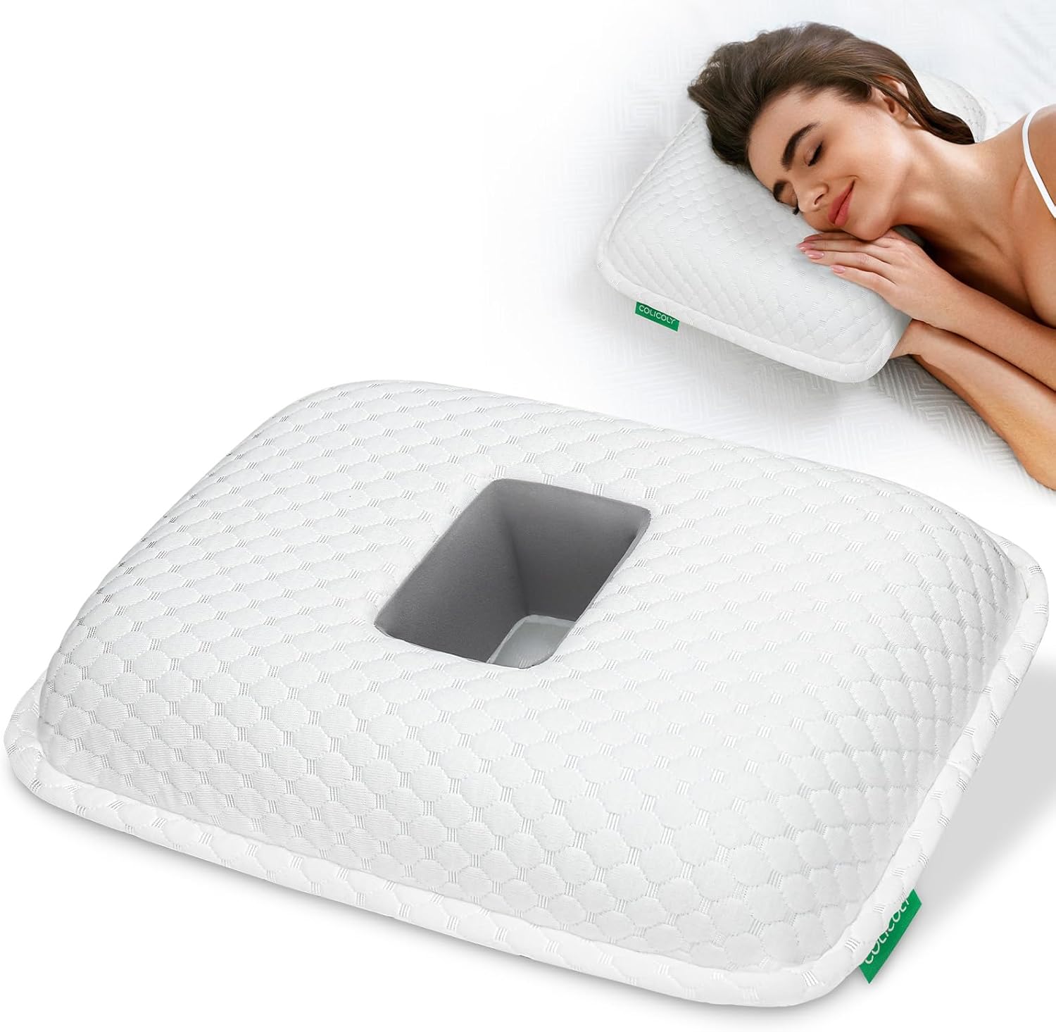 COLICOLY Ear Piercing Pillow with Holes for Ear Pain CNH Side Sleepers ...
