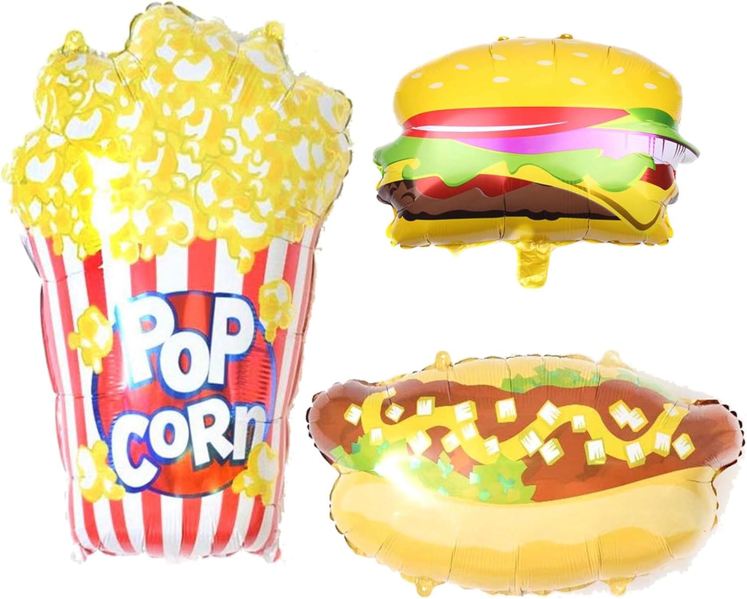 Amazon.com: Pack of 3 Hamburger Hot dog popcorn Food Balloons set Kids ...