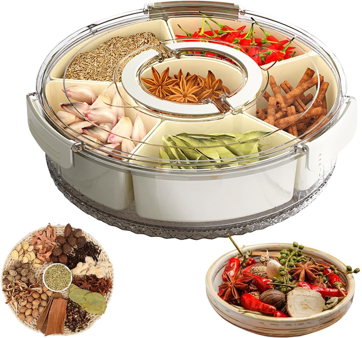 Amazon.com: Divided Serving Tray - Portable Snack Platters with Lid and ...