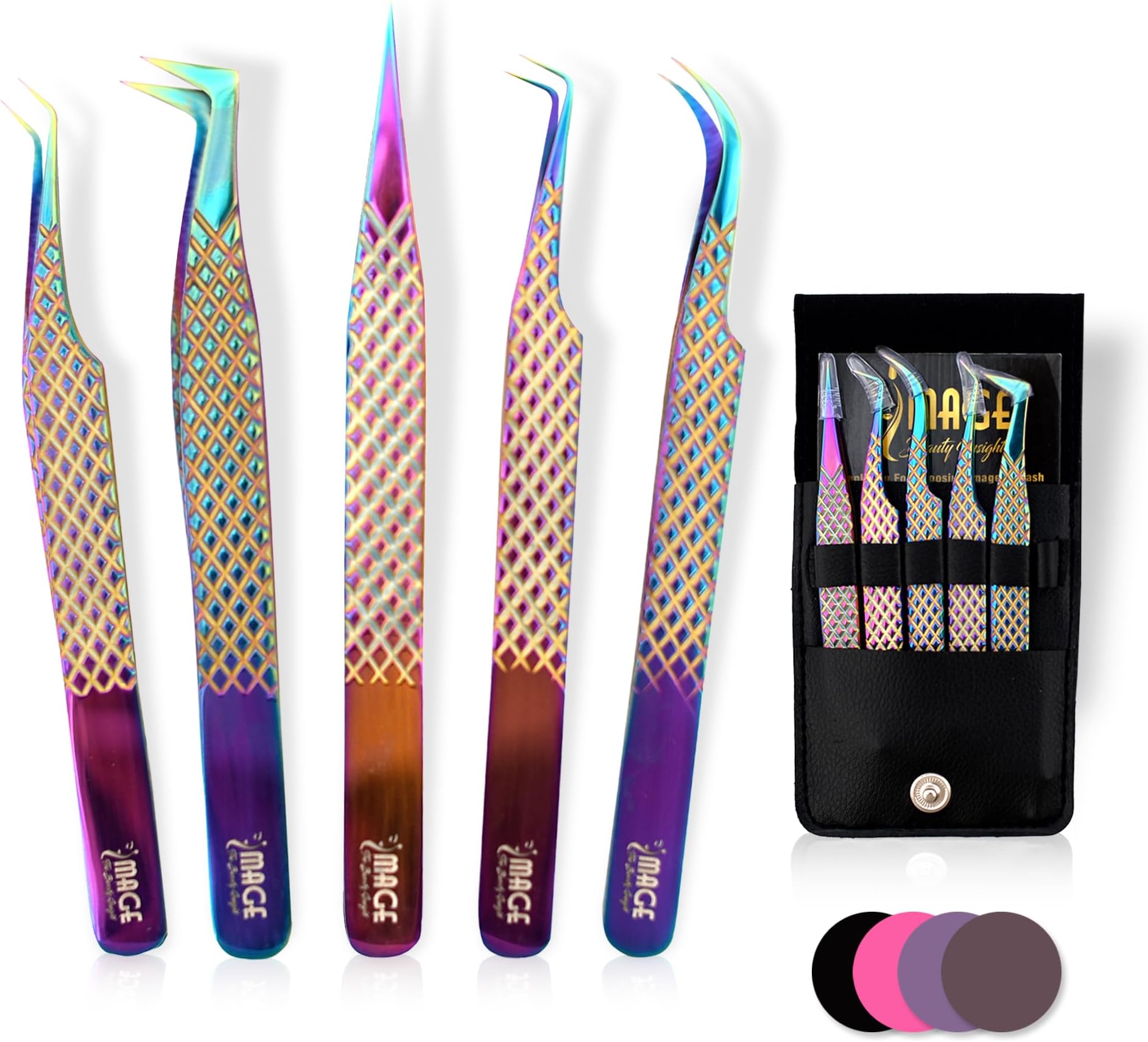 Amazon.com : M LASH Tweezers for Eyelash Extensions (Set of 4 ...