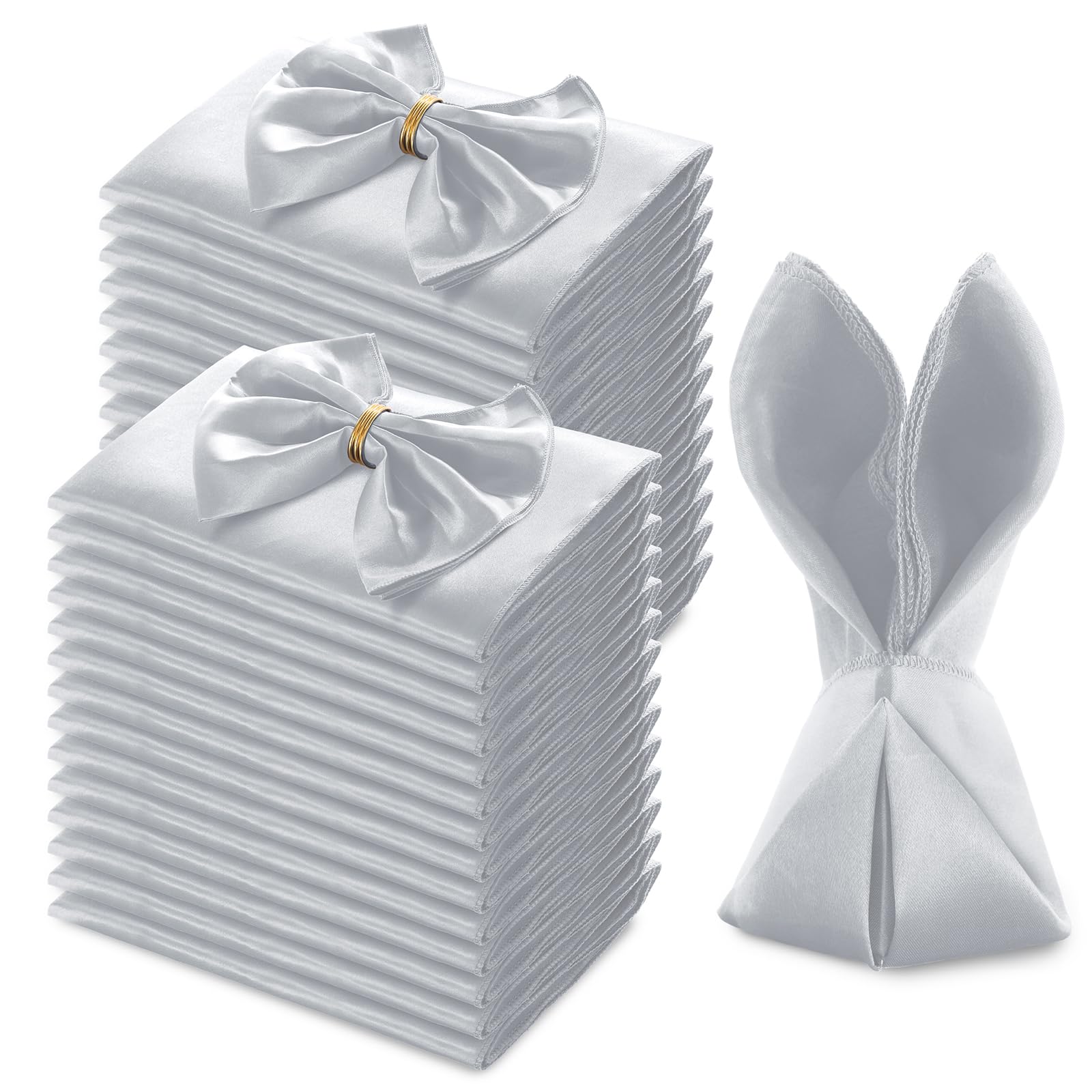 Amazon.com: MILVOWOC 72 Pack Square Silver Satin Napkins 20 x 20 Inch ...