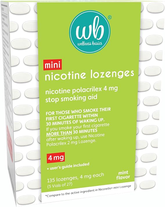 Amazon.com: Wellness Basics Mini Nicotine Lozenge 4mg | Stop Smoking ...