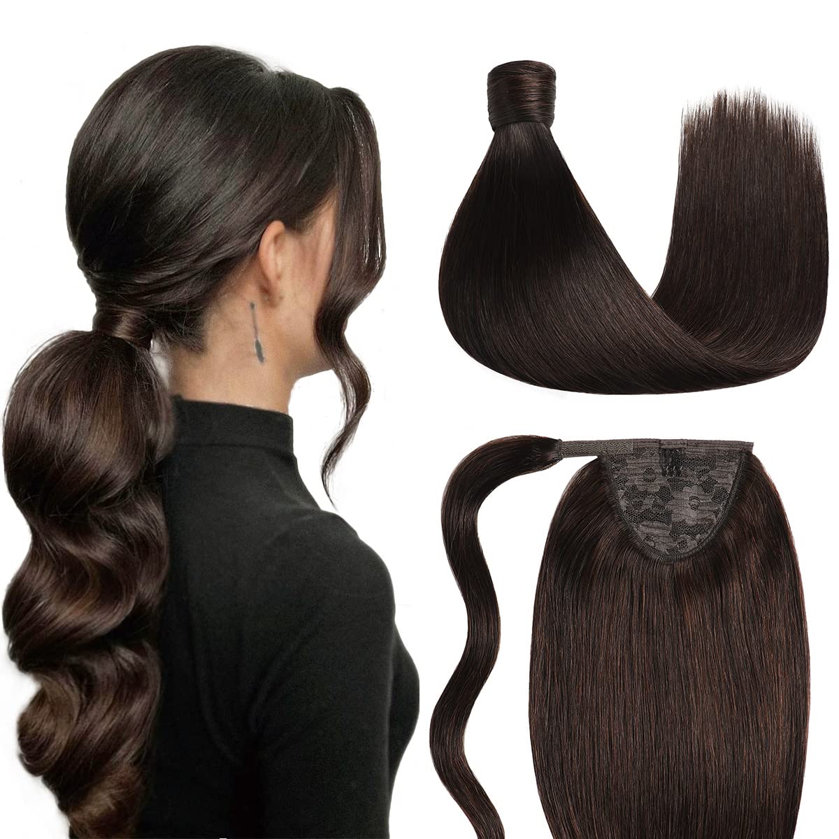 Amazon.com : SUYYA Human Hair Ponytail Wrap Around Clip in Hair Piece ...