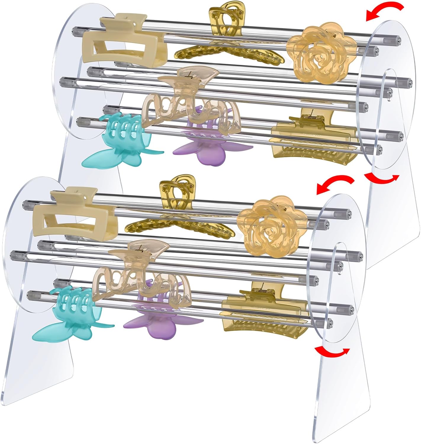 Amazon.com: Soaoo 2 Pcs Acrylic Hair Clip Organizer Clear 360 Degree ...
