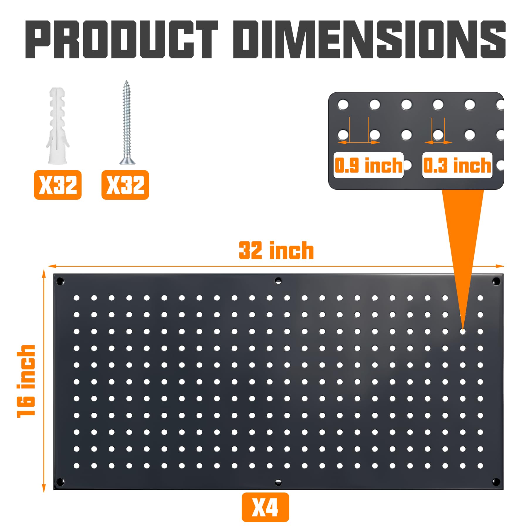 Snapklik.com : Chinrose Metal Pegboard Storage System, Garage Wall ...