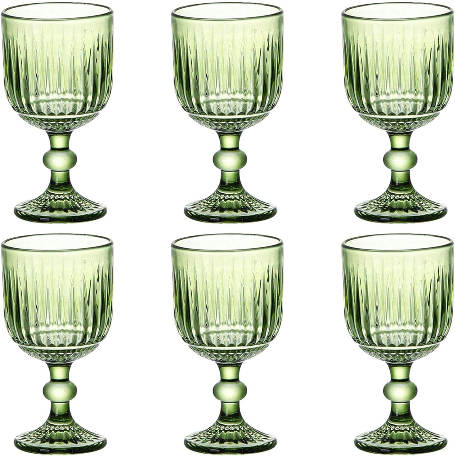 Amazon.com | Taganov Green Water Glasses Drinking Wine Goblet set of 6 ...