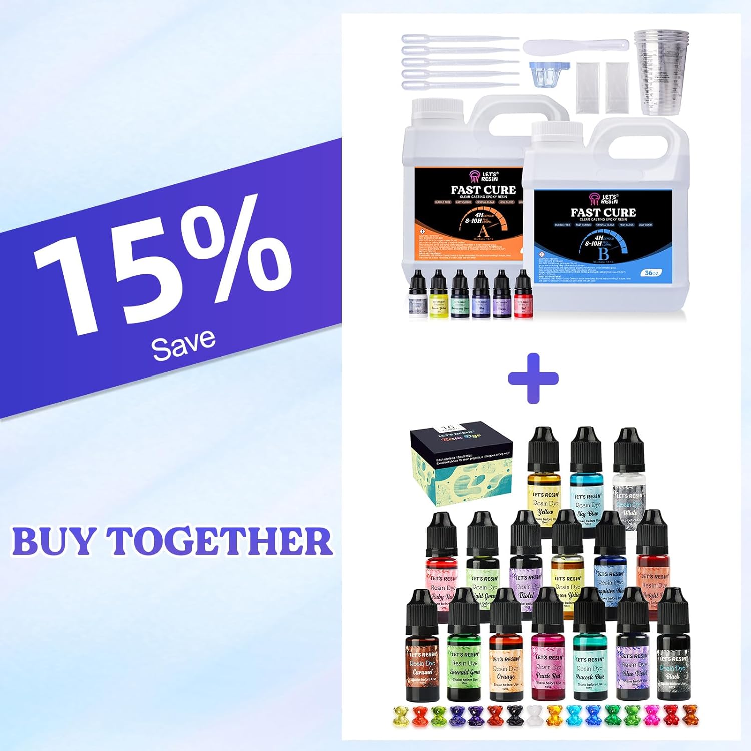 Amazon.com: Bundle Set of 72oz Fast Cure Resin and 16 Color ...