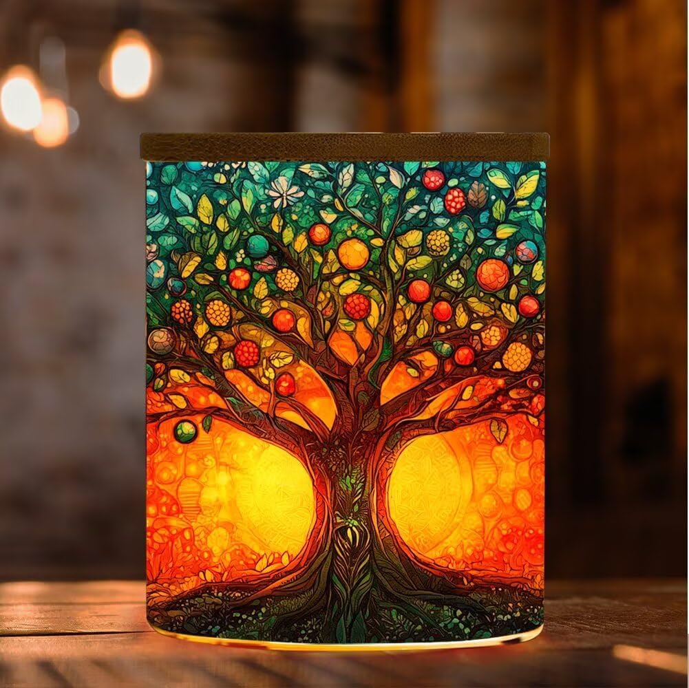 Amazon.com: Stained Glass Tree of Life Tea Light Candle Holders ...