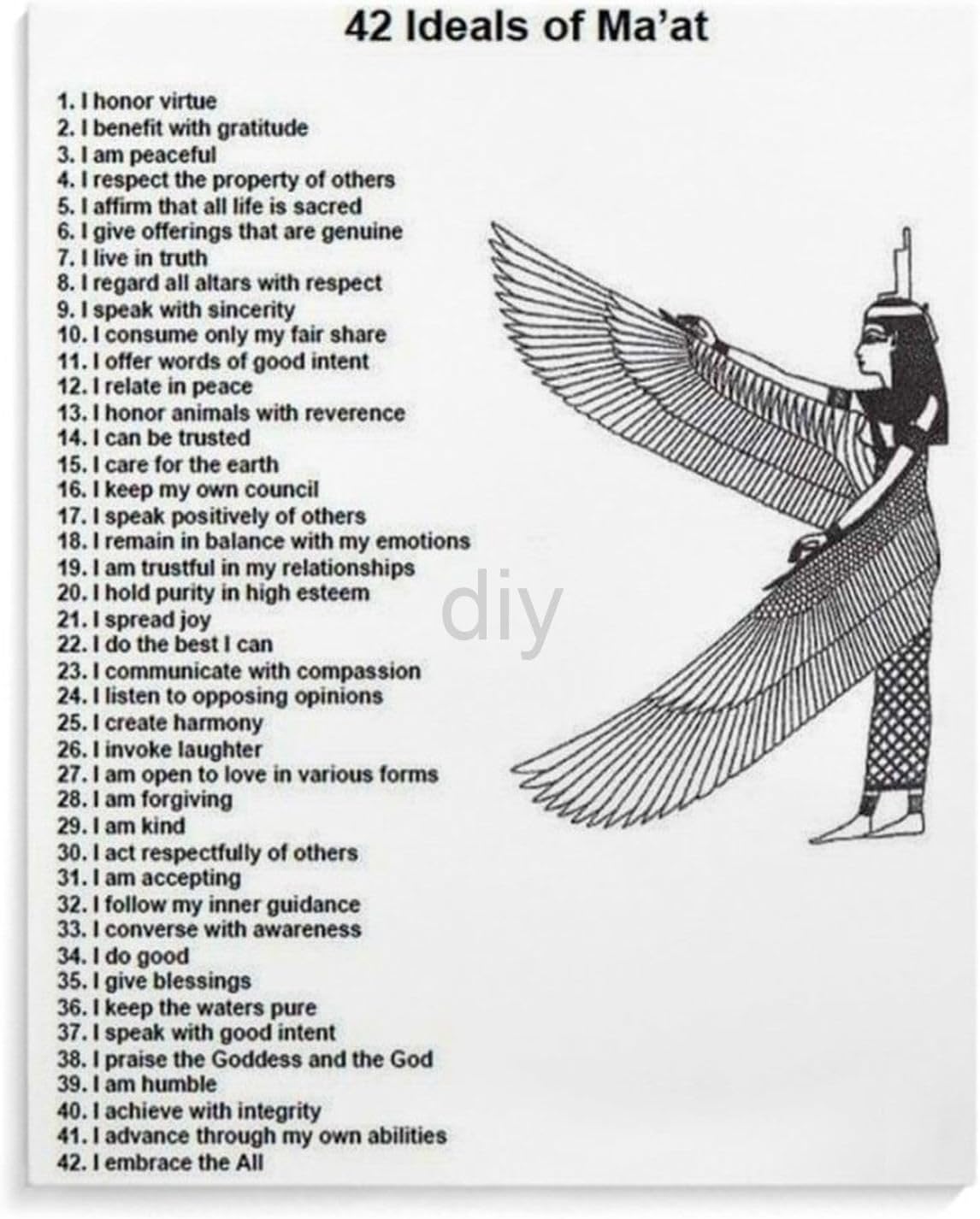 Amazon.com: TOYOCC 42 Laws of Maat Poster, Ancient Egyptian Culture ...