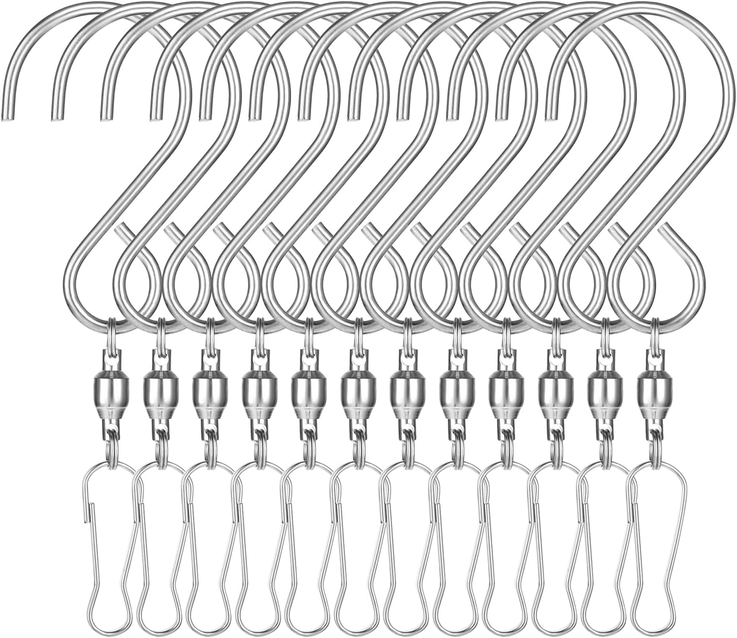 COMNICO 12 Pack Wind Spinner Swivel Hooks for Hanging Plants 360 Degree ...