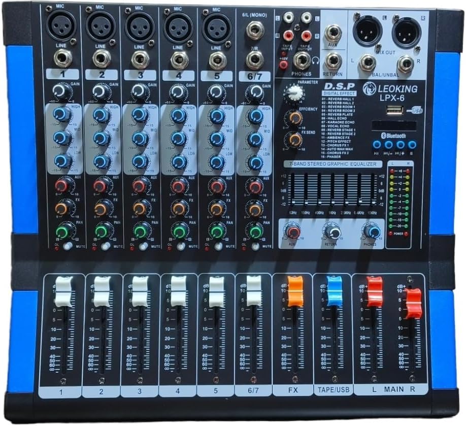kh 6 Channel Audio Mixer (5 XLR + 2 Mono input) ) 7 Band Equalizer /16 ...