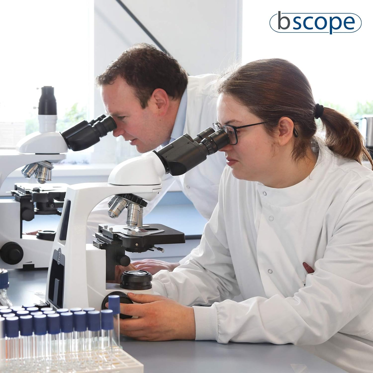 bScope Binocular Microscopio HWF 10×0.787 in, pieza nasal cuádruple, E ...