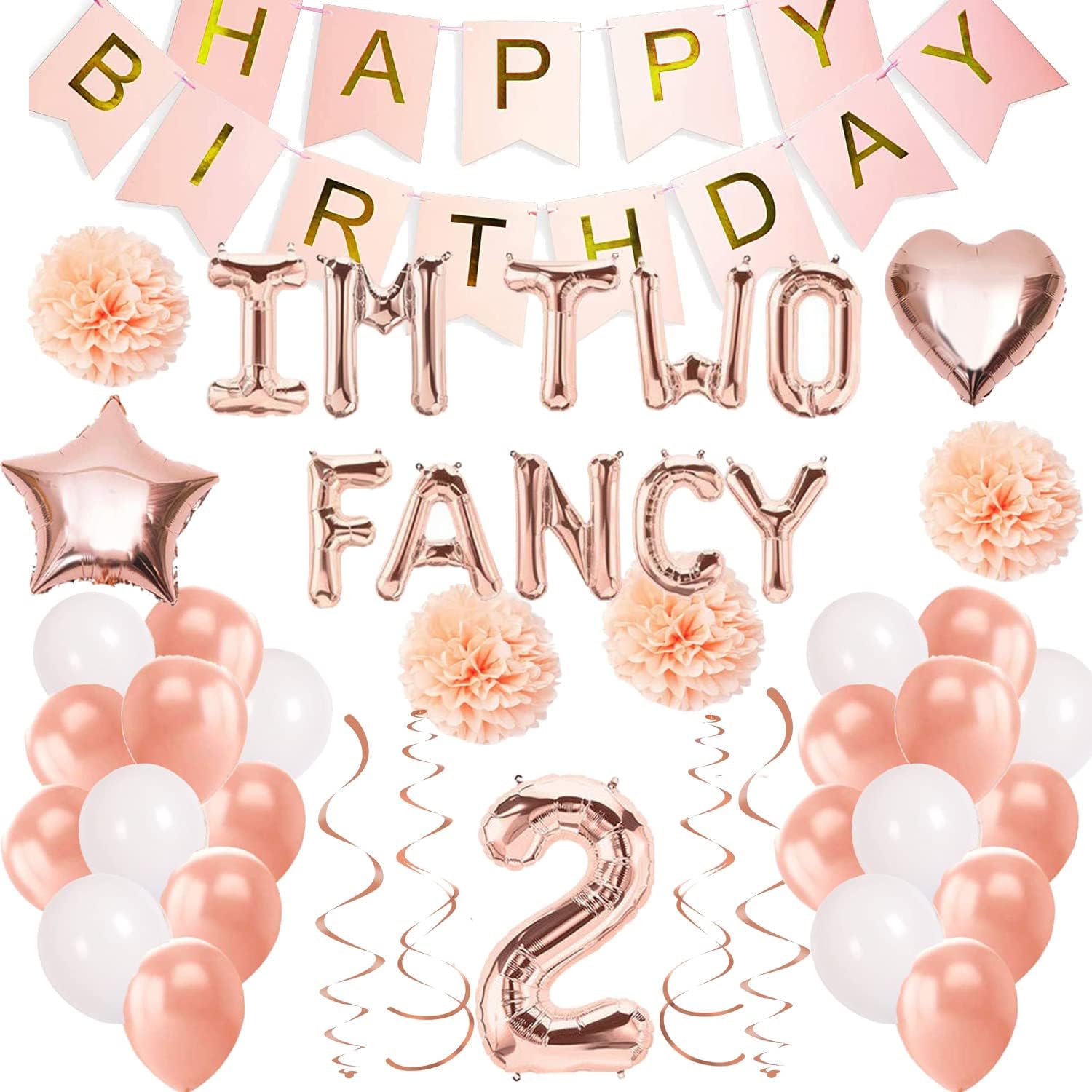 Amazon.com: Im Two Fancy Birthday Decorations - Boy & Girl, Banner ...