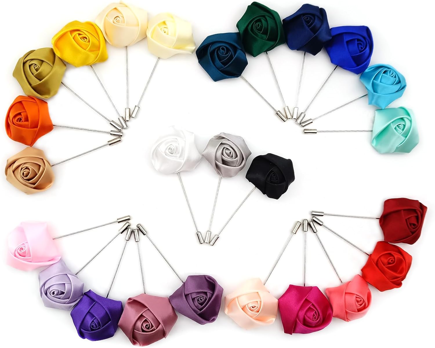 Amazon.com: 25Pcs Rose Boutonniere Lapel Pin for Men Multi-Color ...