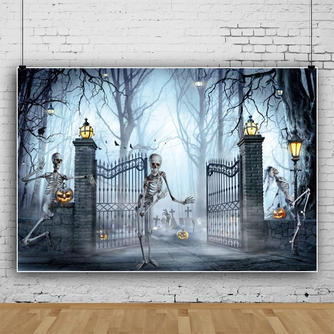 7x5ft Vinyl Halloween Photography Backdrop Funny Skeleton Play with ...
