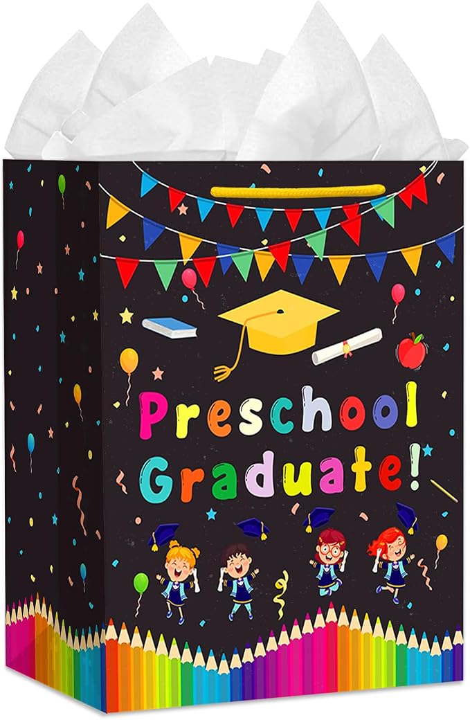 Amazon.com: JUESMOS Preschool Graduation Gift Bag with Tissue Paper 13 ...
