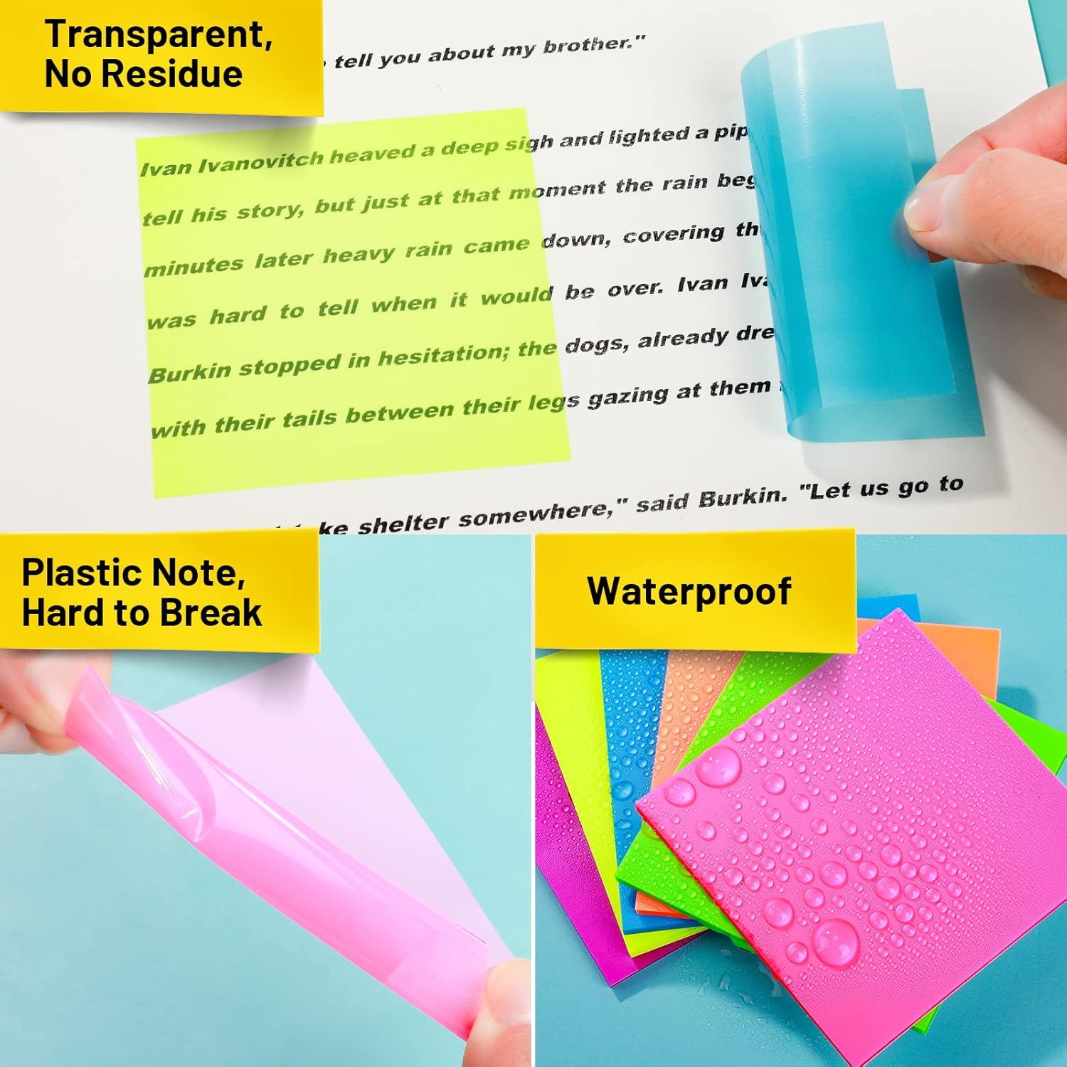 720PCS Transparent Sticky Notes, LEOBRO Transparent Self-Stick Note ...