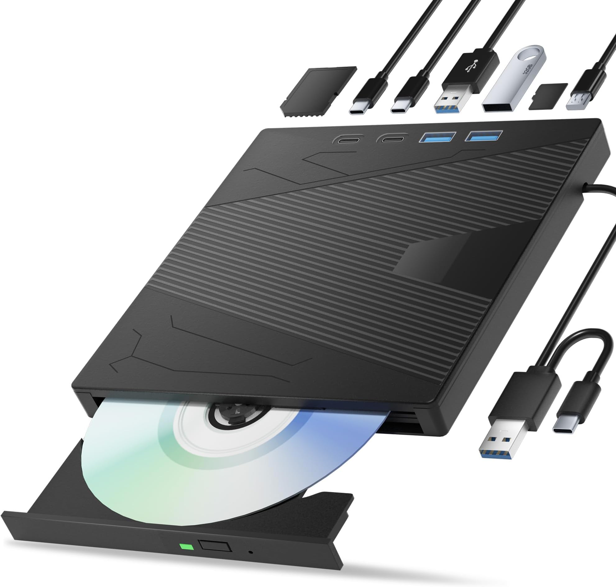 Amazon.com: External CD/DVD Drive for Laptop, 7-in-1 DVD Player for ...