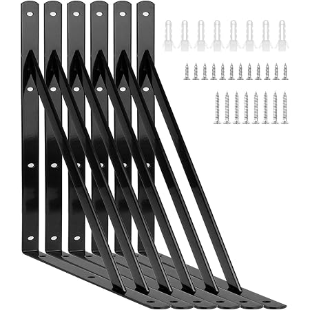 AHUNTTER 6Pcs 400mm Shelf Brackets, Heavy Duty Triangle Metal Shelving ...