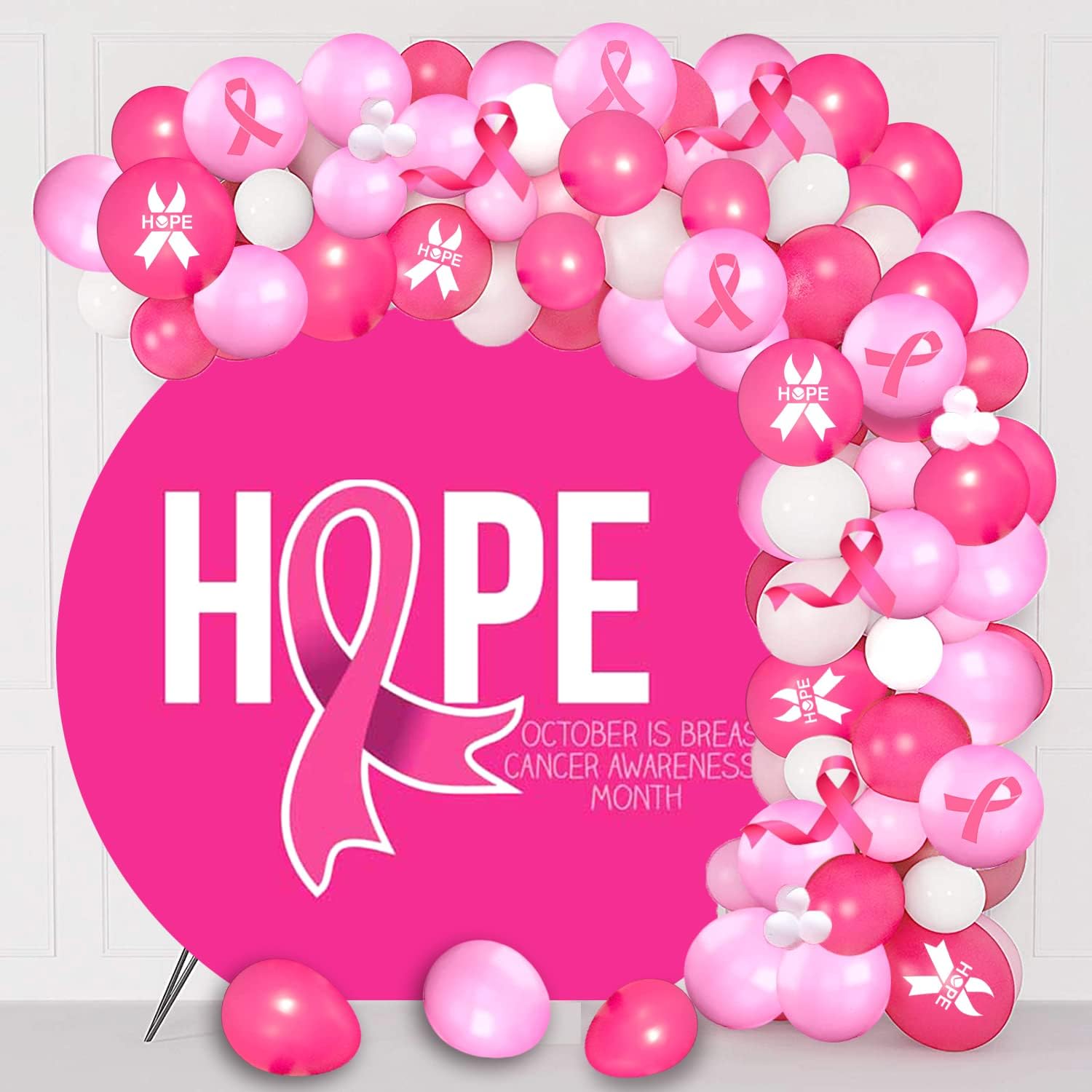 Amazon.com: 123 Pieces Breast Cancer Awareness Decorations Balloons ...