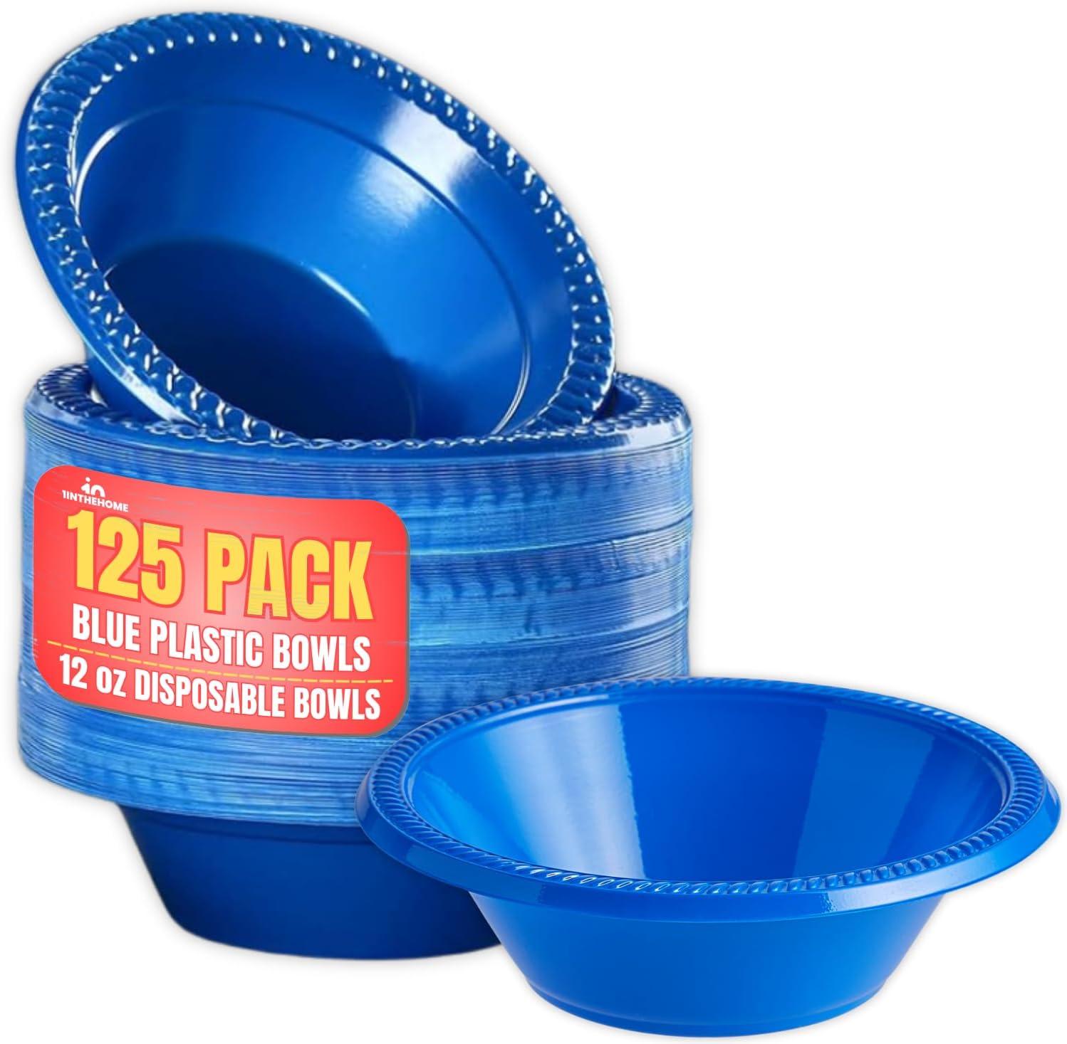 Amazon.com: 1InTheHome Blue Plastic Bowls 12 Oz, Disposable Party Bowls ...