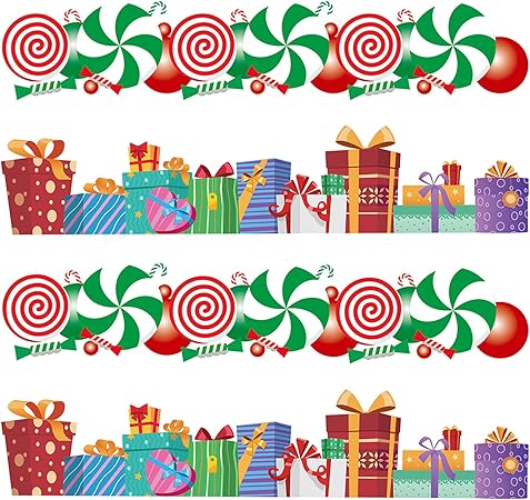 Amazon.com: 80PCS Christmas Bulletin Board Border,Gift Box Candy Trim ...
