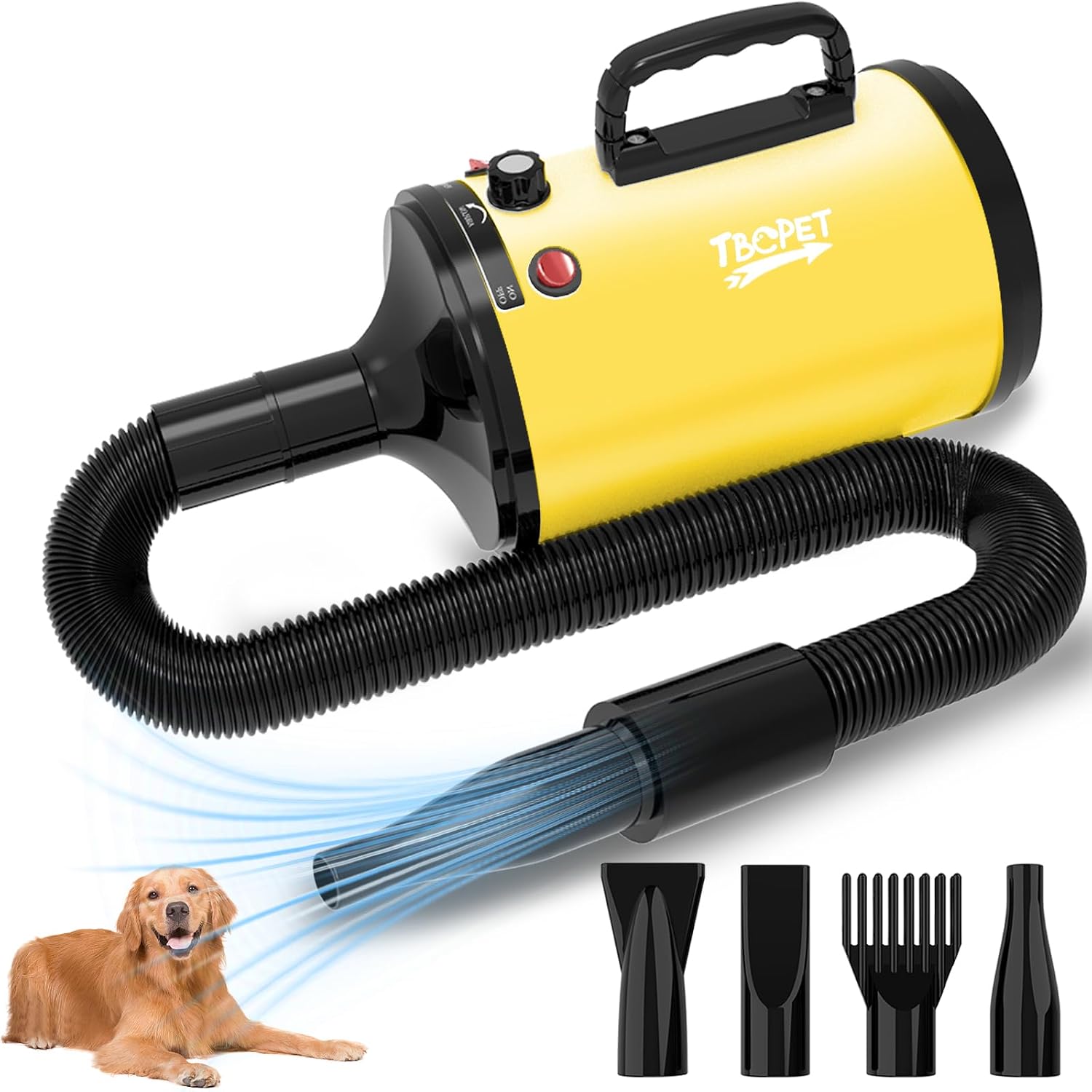 Amazon.com: Dog Dryer High Velocity Dog Hair Dryer with 4 Nozzles 5.2HP ...