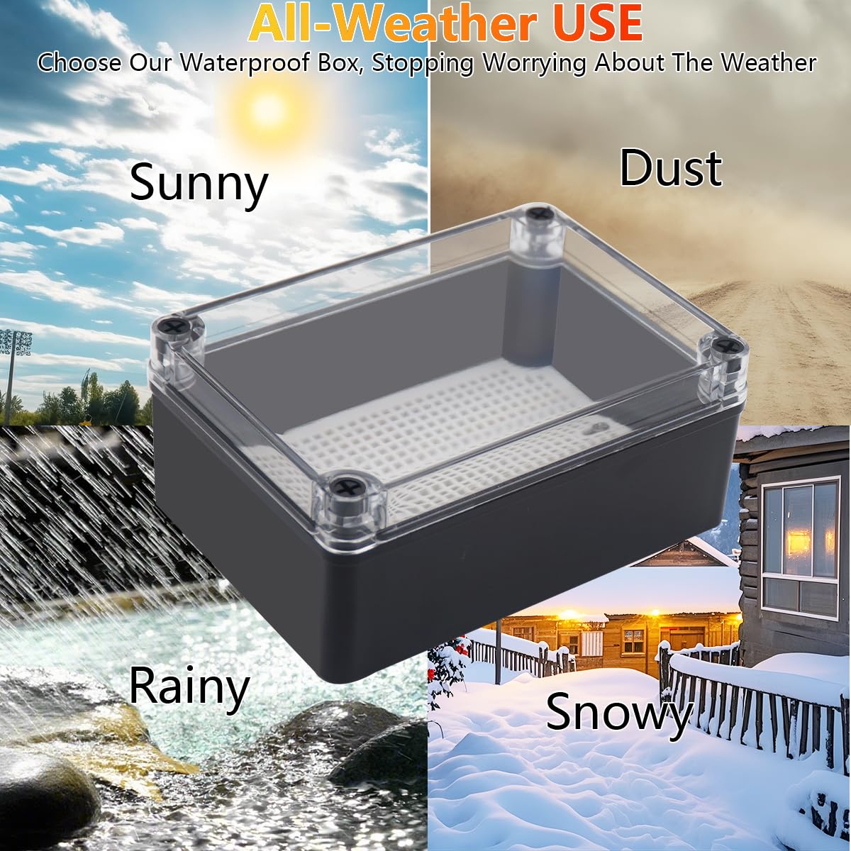 Snapklik.com : Junction Box,IP67 Waterproof ABS Black Project Box Clear ...