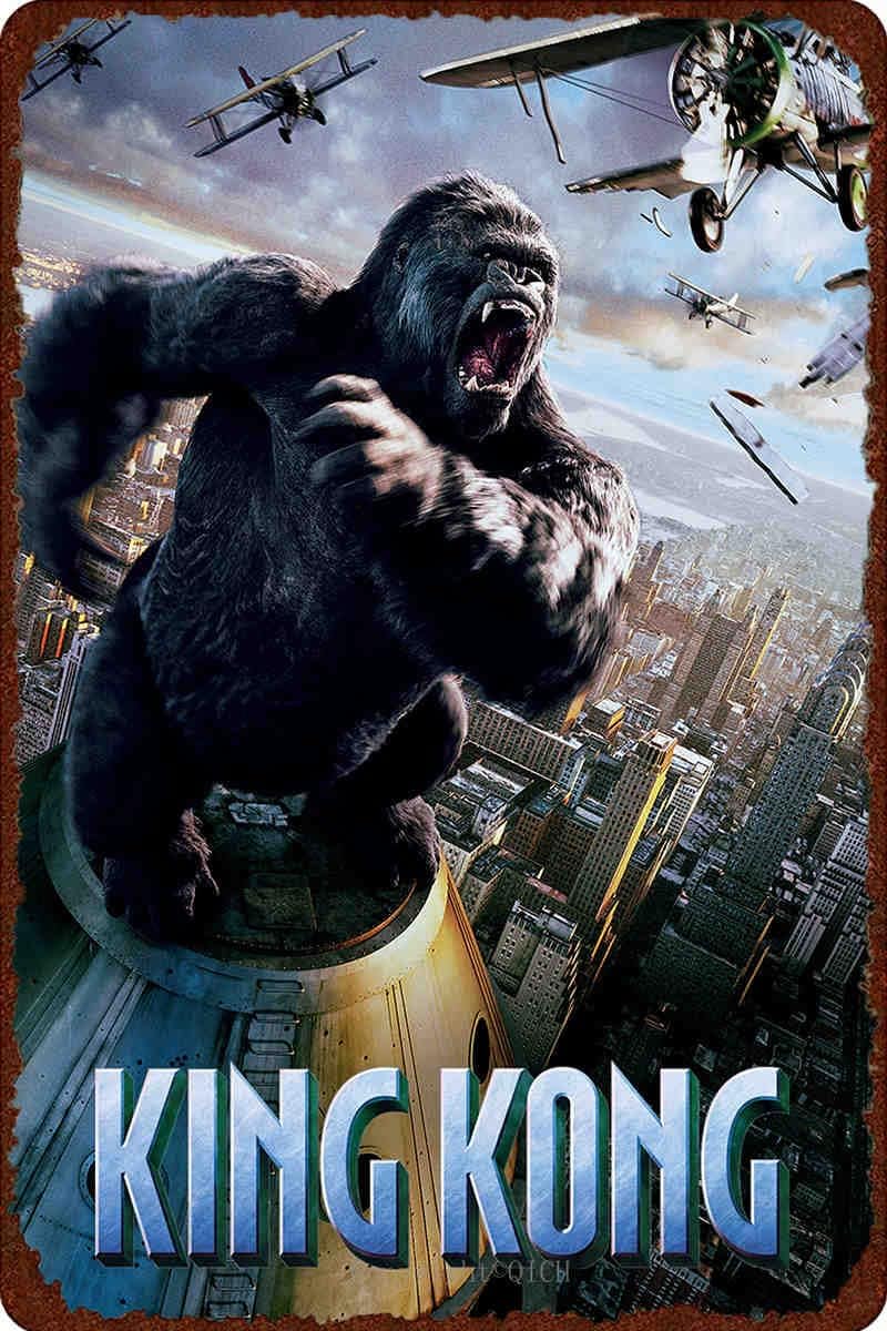 Amazon.com: QICH King Kong Movie Film Vintage Metal Tin Signs, Retro ...