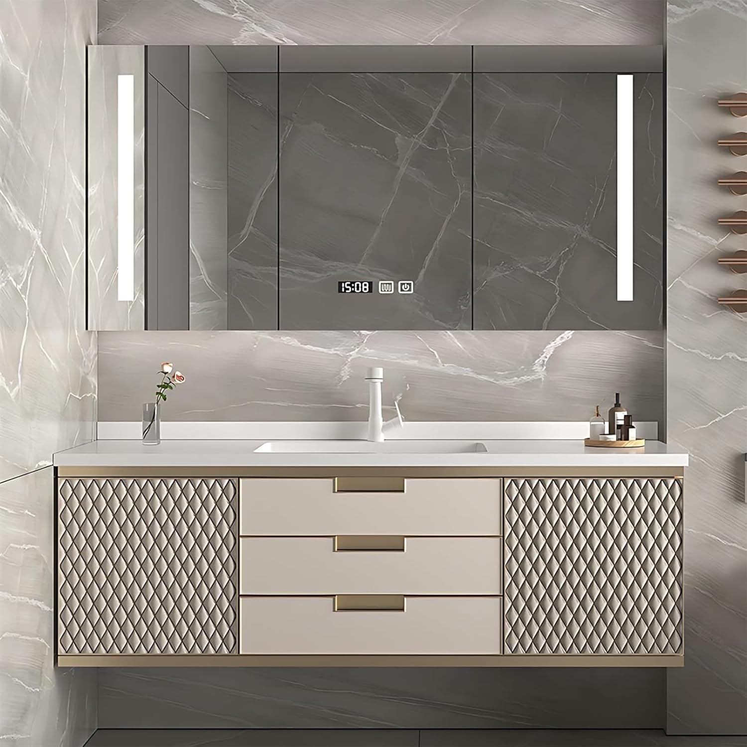 Amazon.com: LUTHXAY 52inch Luxury Bathroom Vanity with Single Sink ...