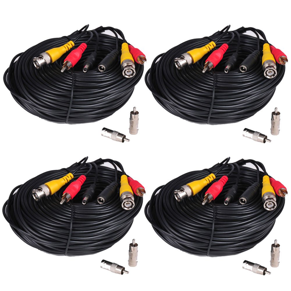 Amazon.com: VideoSecu 4 Pack 50ft Security Camera Cables Pre-Made All ...