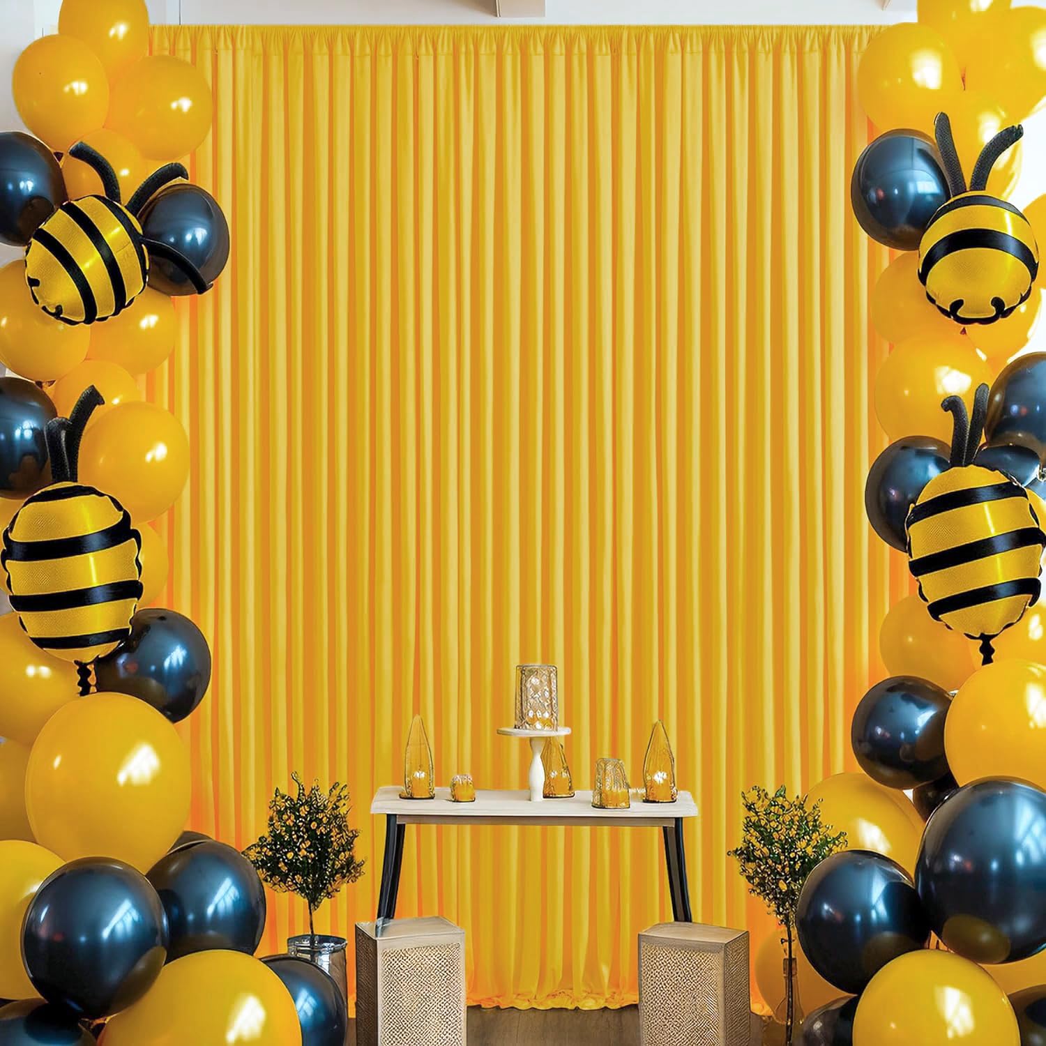 Amazon.com: 10 ft x 10 ft Wrinkle Free Yellow Backdrop Curtain for ...