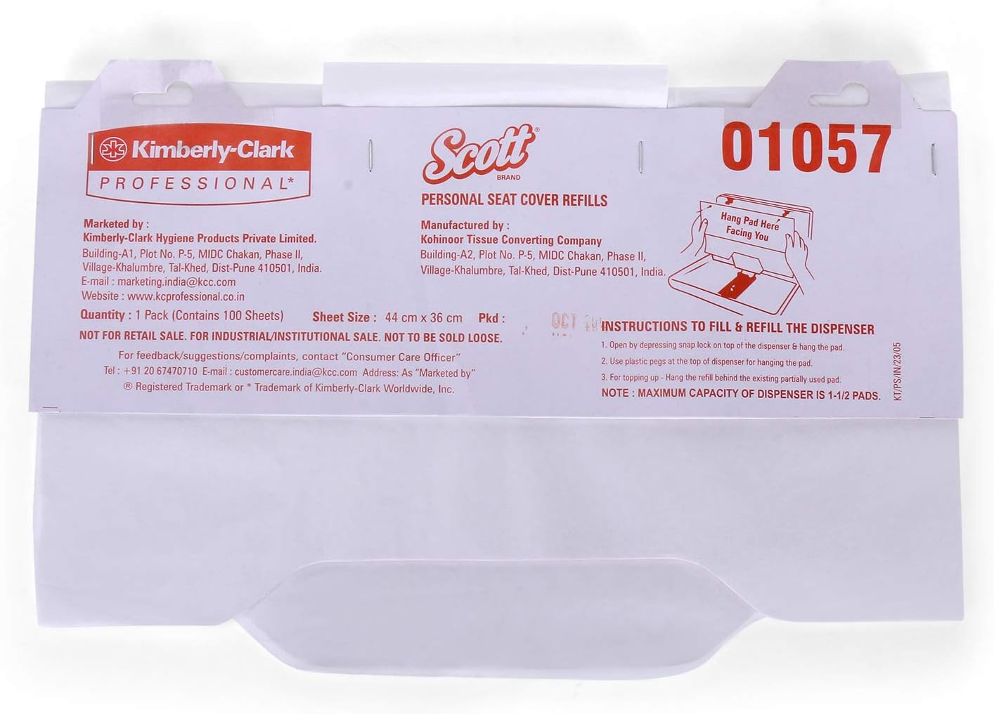 Scott® Disposable Toilet Seat Cover, 20 Packs, 100 Sheets/Pack (Total ...